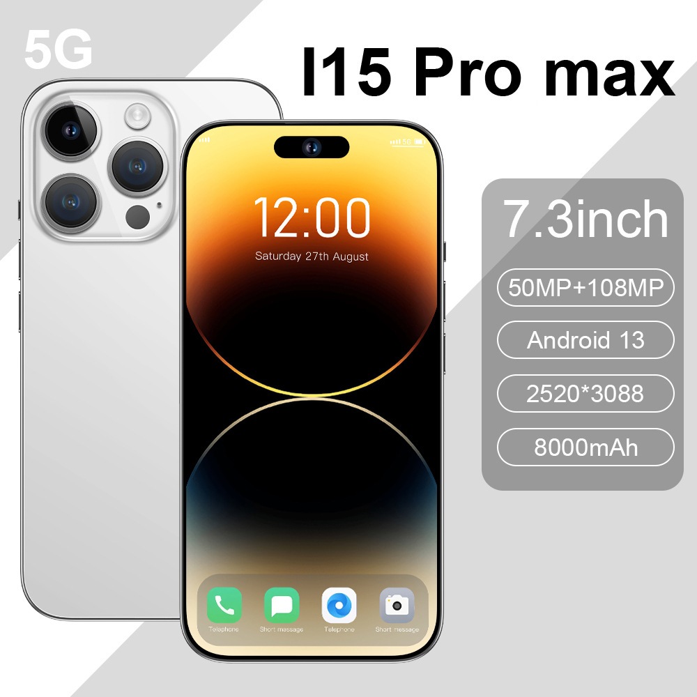 i15 Pro Max 7.3 นิ้วหน่วยความจำหน้าจอ HD 8 + 256GB7800mAh แบตเตอรี่ ...