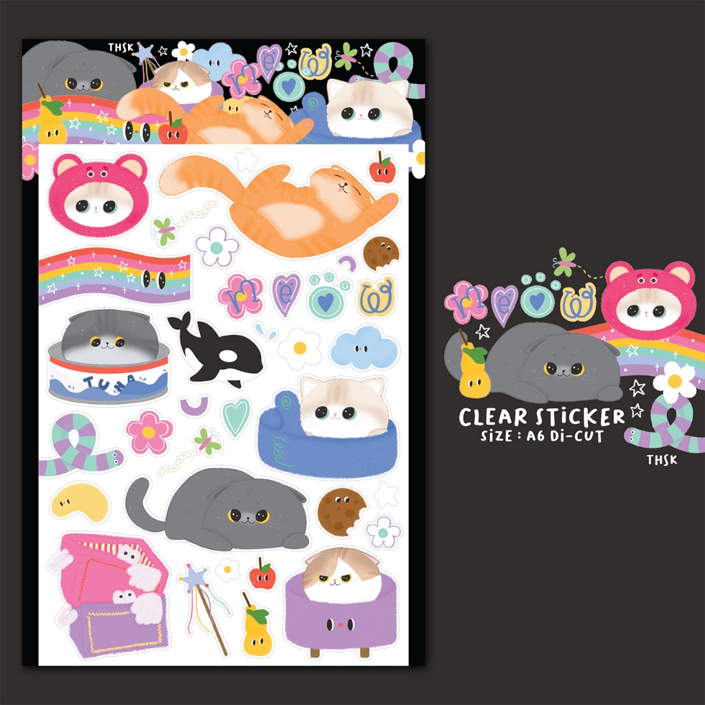 Meow meow Sticker สติ๊กเกอร์ แมวน่ารักๆ | Shopee Thailand