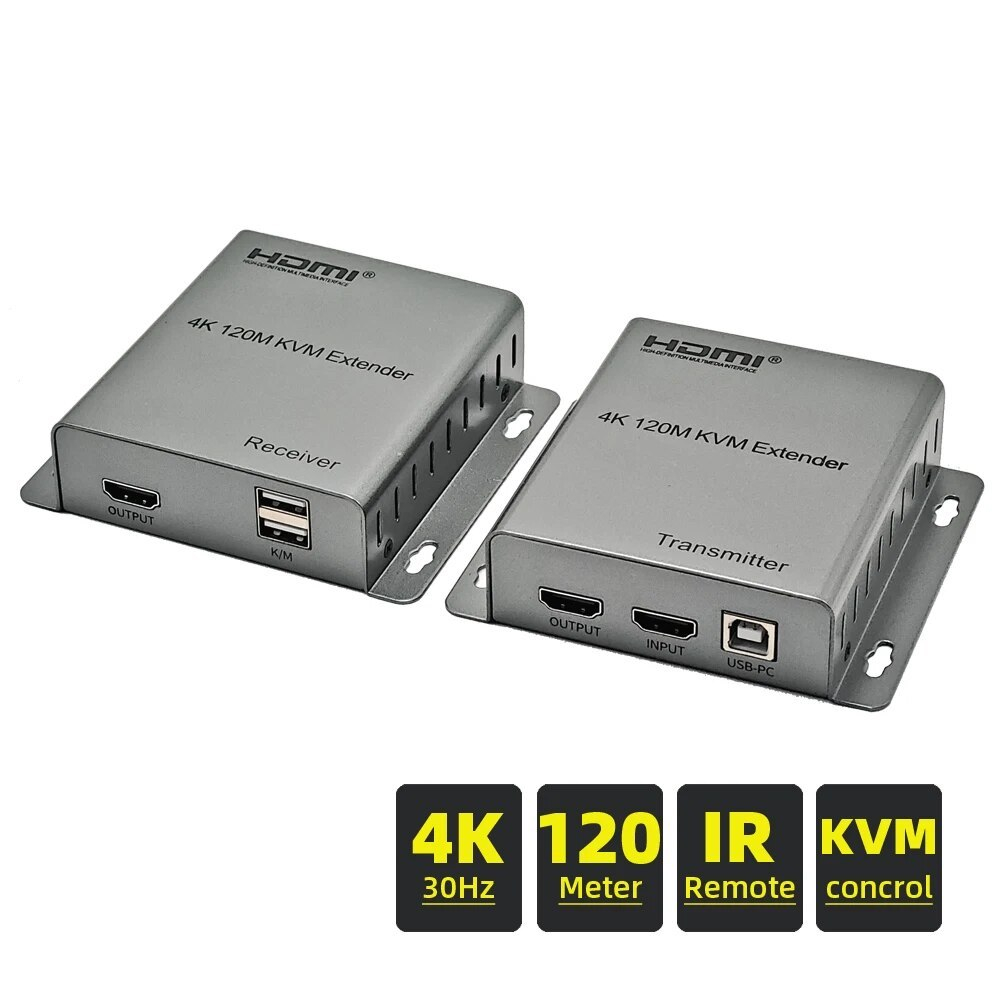 HDMI KVM Extender 4K Cat5e/6e 120M+USB Extender KVM 60M+USB | Shopee ...