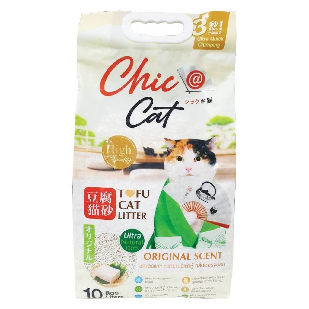 Chic@Cat Tofu cat litter ทรายแมวเต้าหู้ ขนาด 10 ลิตร. | Shopee Thailand