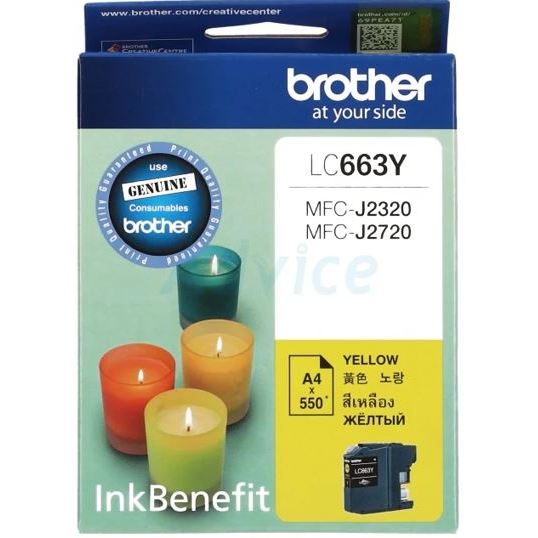 Brother LC663Y หมึกแท้ สีเหลือง ใช้กับพริ้นเตอร์ Brother MFC-J2320, MFC-J2720 | Shopee Thailand