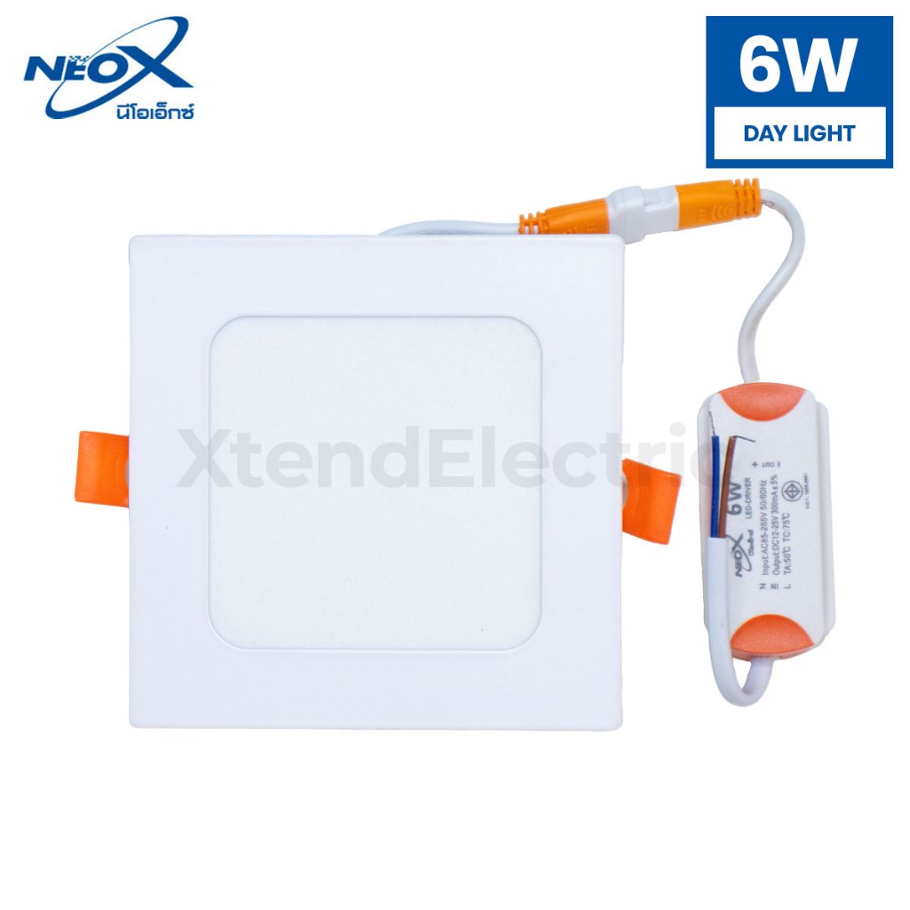 Neox LED Down Light Slim Square 4″ 6 Watt Daylight นีโอเอ็กซ์ โคมดาวน์ไลท์ ทรงเหลี่ยม 4 นิ้ว 6 ...