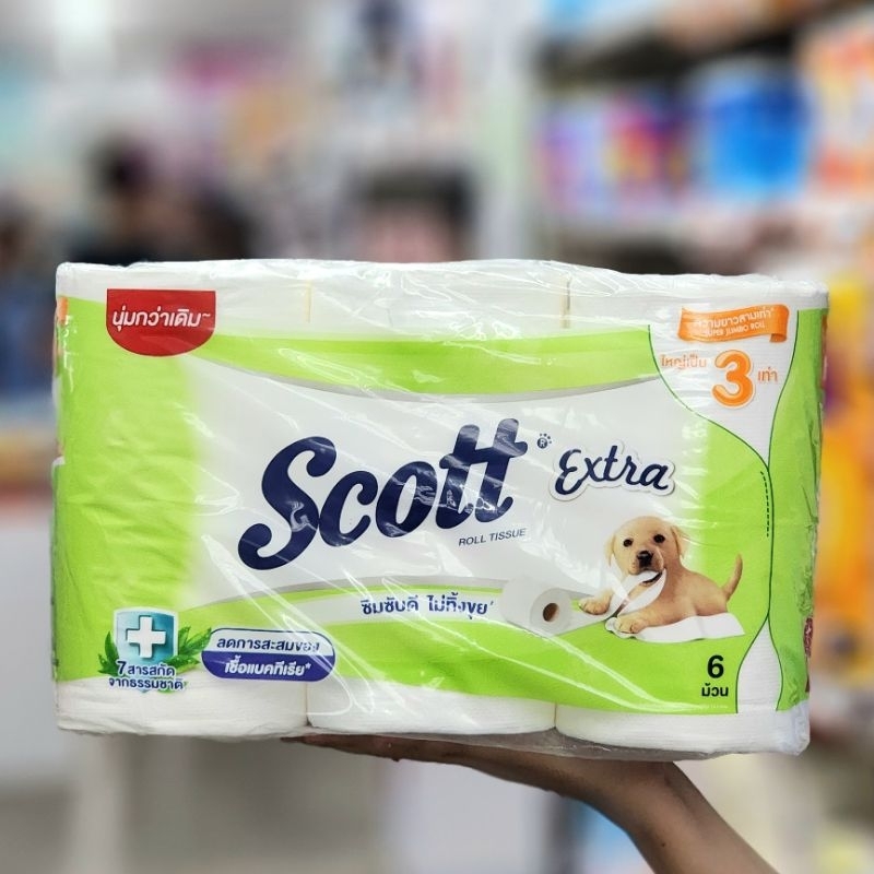 กระดาษทิชชู Scott extra 6ม้วน หนา2ชั้น [ใช้โค้ด50%] | Shopee Thailand