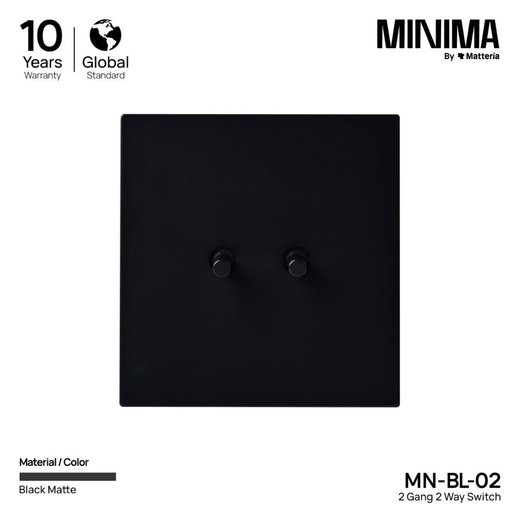 Minima รุ่น MN-XX-02 Switch 2 gang 2 way ขนาด 85x90 mm สีด้าน สวิทซ์มินิมอล สแตนเลส สวิทซ์สวยๆ ...