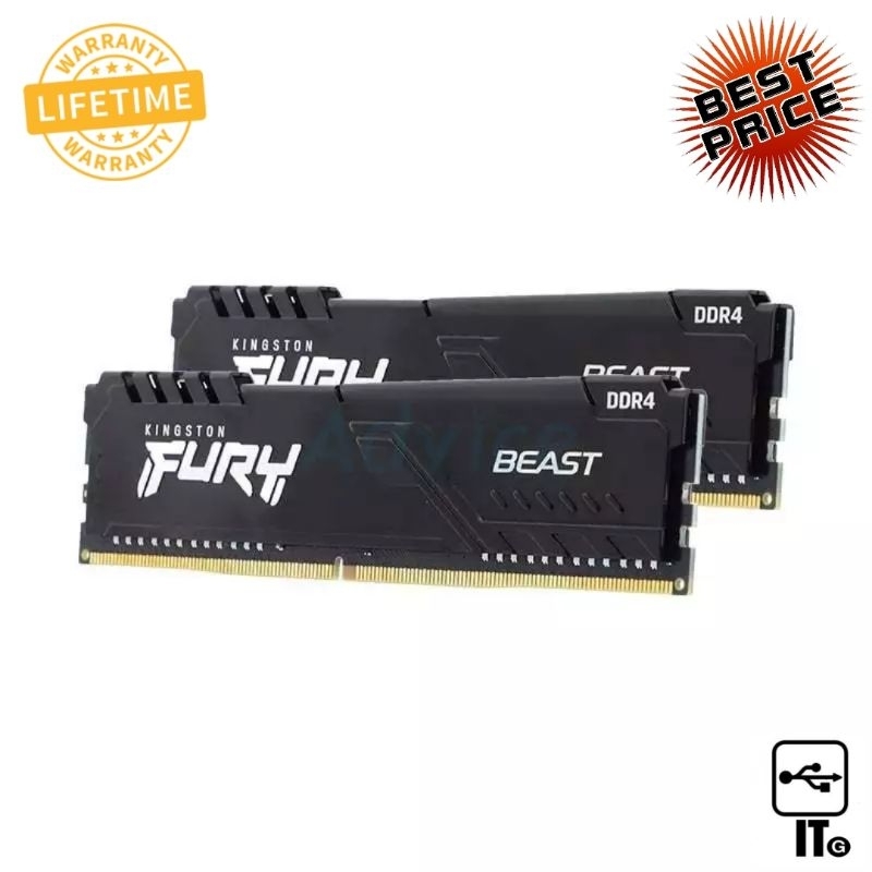 RAM DDR4(3200) 16GB (8GBX2) KINGSTON FURY BEAST (KF432C16BBK2/16 ...