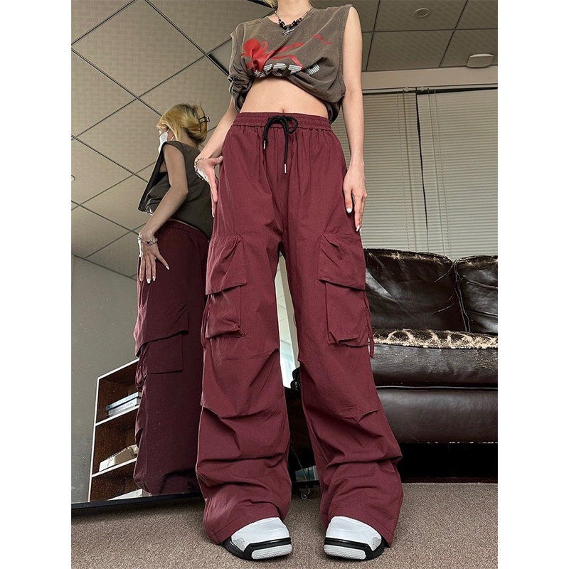 K.9197,9217 กางเกงคาร์โก้ เอวสูง มีกระเป๋าข้าง กางเกงเอวสูง กางเกง ...