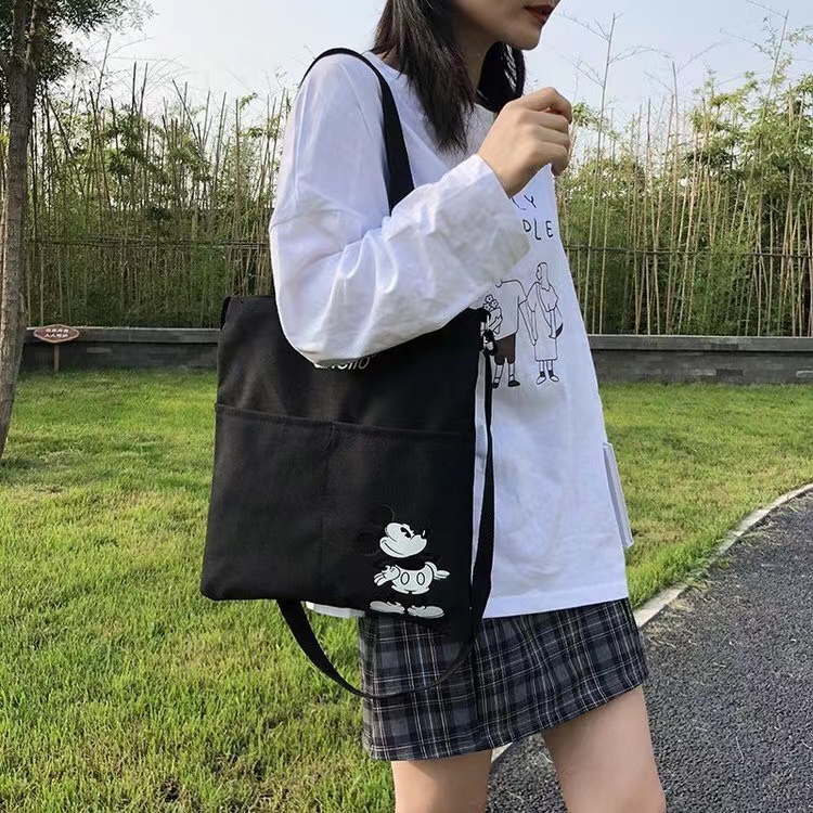 กระเป๋าผ้าแคนวาสมีซิปด้วยใส่ของได้เยอะนะผ้าแข็งแรง | Shopee Thailand