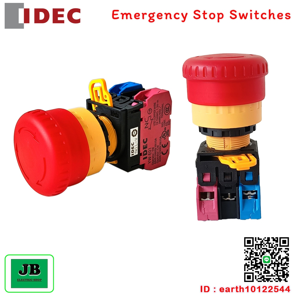 IDEC Emergency Stop Switch สวิทช์ปุ่มกดฉุกเฉิน YW Series 22 MM Illuminated Emergency Stop ...