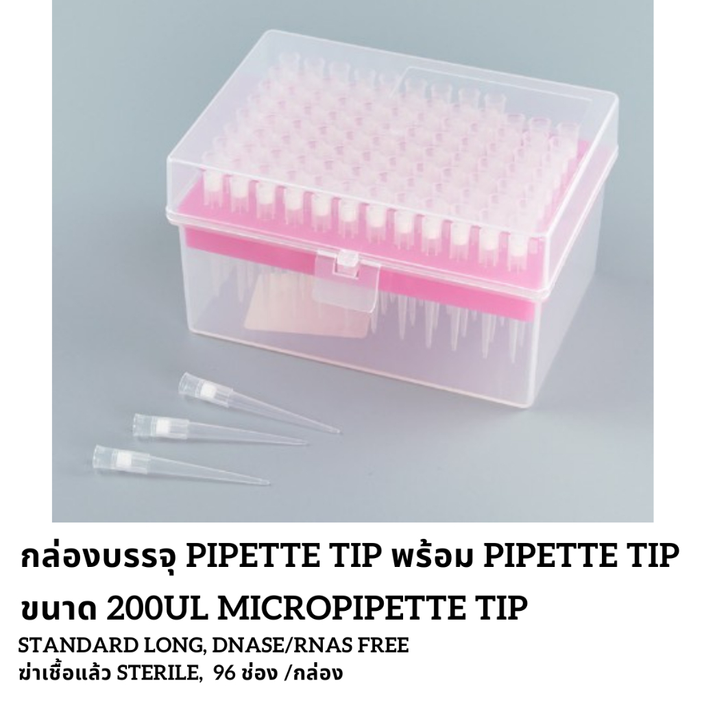 Pipette Tip Box, Sterile 200uL (ปิเปตทิป) 96ชิ้น/กล่อง | Shopee Thailand