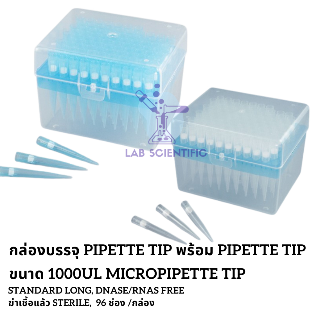 Pipette Tip Box, Sterile 1,000uL (ปิเปตทิป) 96ชิ้น/กล่อง | Shopee Thailand