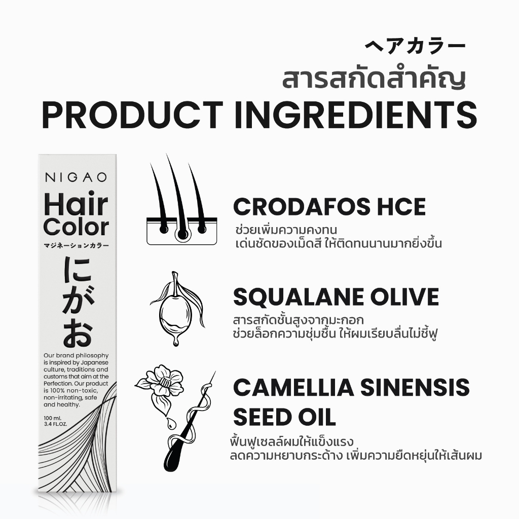 NIGAO Hair Color Grey Coverage รวมโทนสีแฟชั่นปิดผมขาว สีย้อมผม | Shopee ...