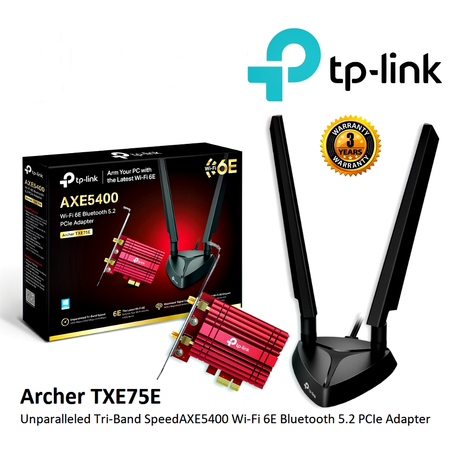 TP-LINK (ARCHER TXE75E) AXE5400 Wi-Fi 6E Bluetooth 5.3 PCIe Adapter ...