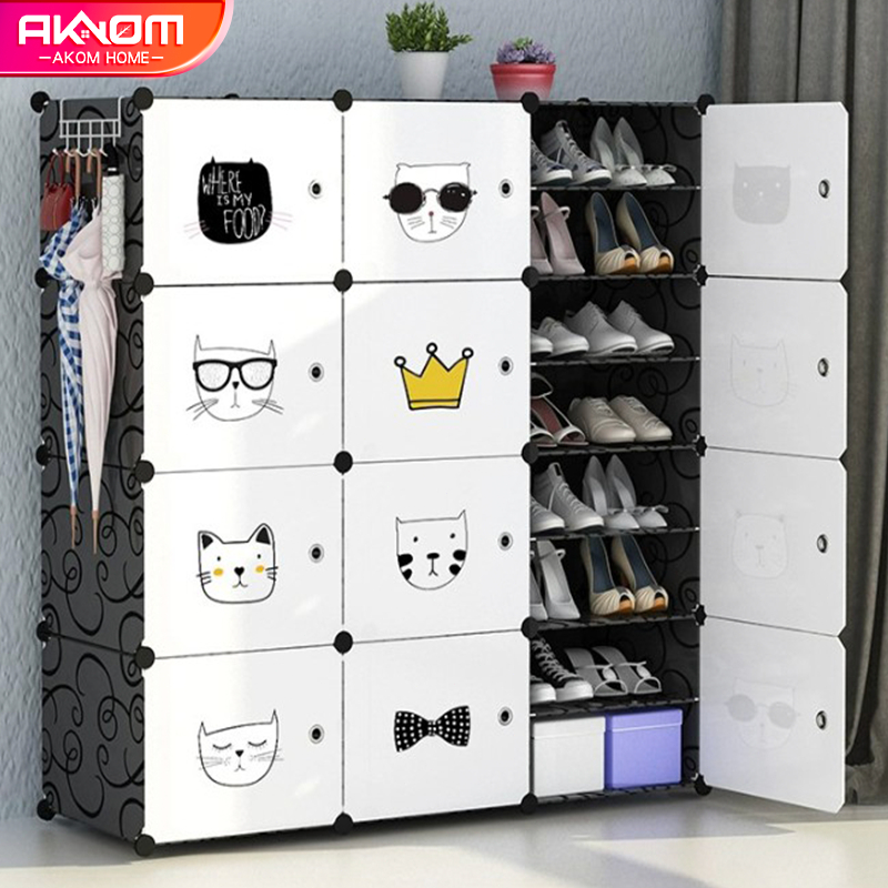 [จัดส่ง24ชม] AKOMการ์ตูนตู้รองเท้า ชั้นวางรองเท้า กล่องเก็บของ กันฝุ่น ...