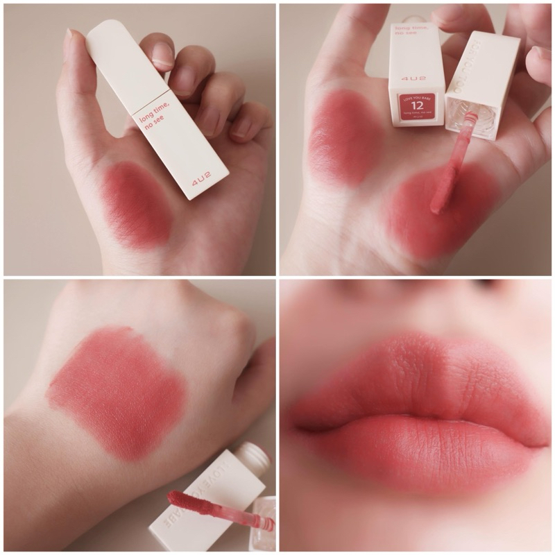 ลิป 4U2 รุ่นใหม่อีกสี Love you babe tint matte เบอร์12 แดงอมชมพู สีน่ารักมาก รอดทุกสีผิว ...