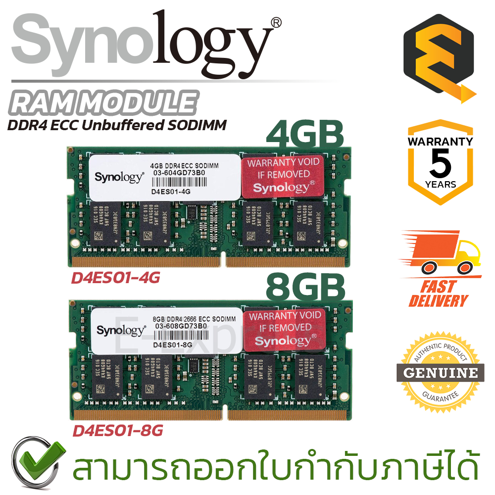 Synology RAM Module D4ES01 DDR4 ECC Unbuffered SODIMM for NAS (4,8GB ...