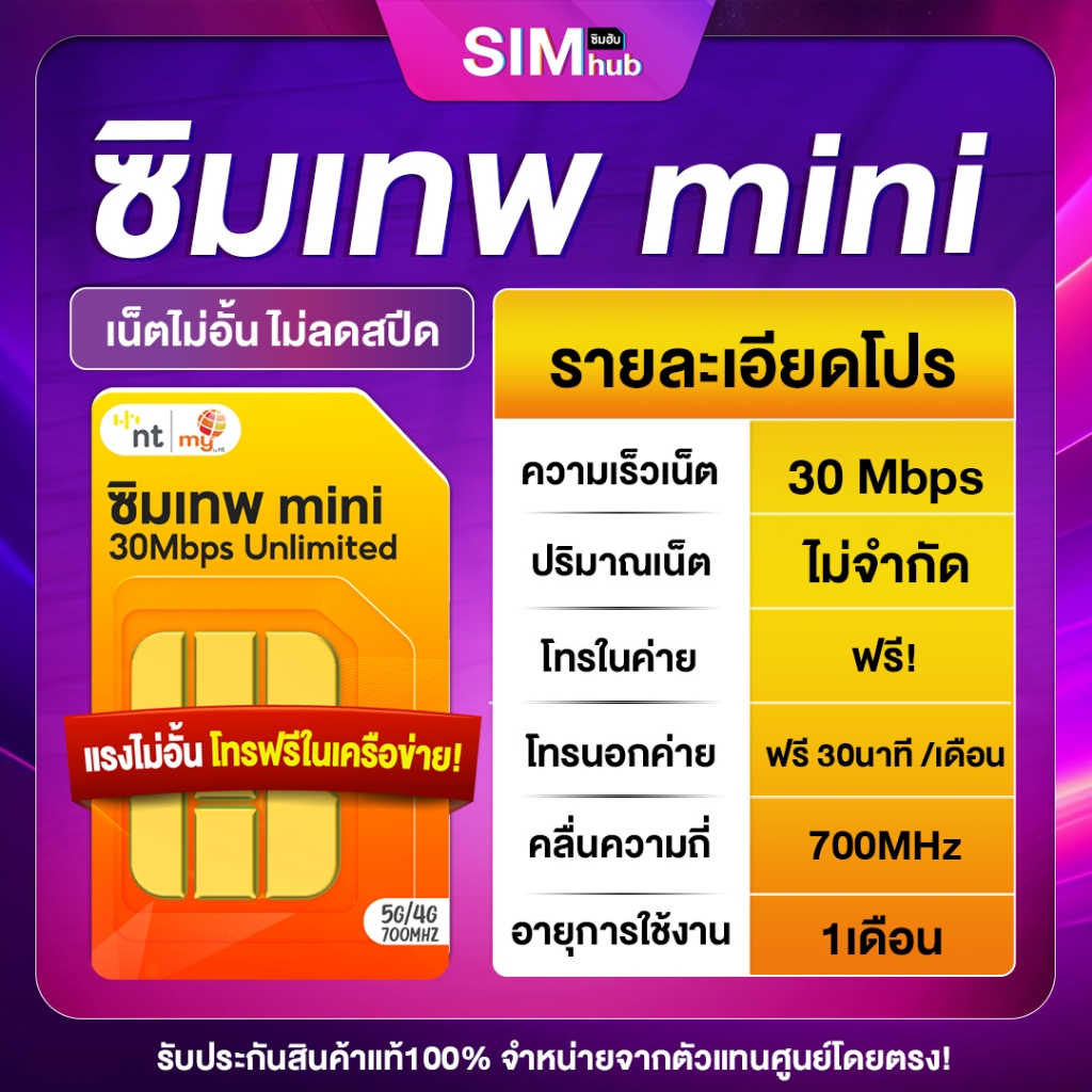 ซิมเติมเงิน my by nt เน็ตไม่อั้น เร็วสูงสุด 30Mbps โทรฟรีทุกเครือข่าย ...
