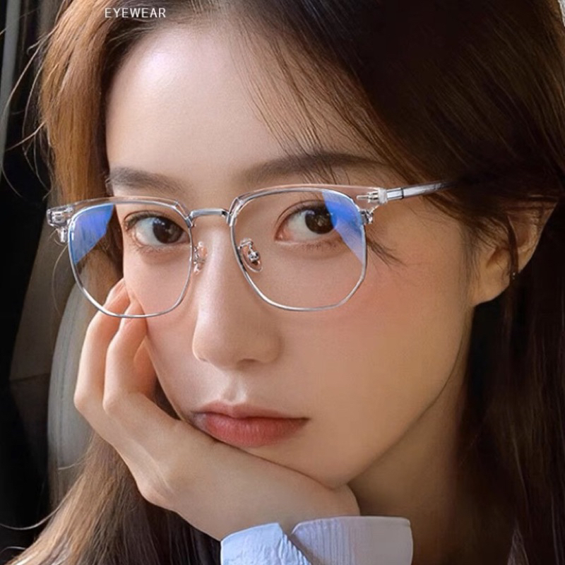 แว่นกรองแสง สายตาสั้น เลนส์BlueBlock กรองแสงสีฟ้าจากคอมมือถือ100% สำหรับผู้ชายผู้หญิง(สายตาสั้น ...