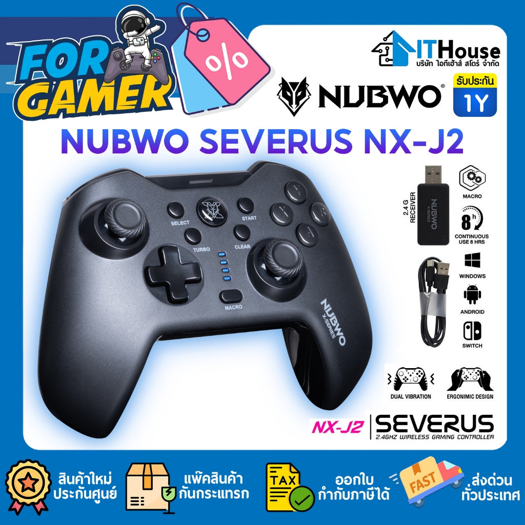 🎮NUBWO SEVERUS NX-J2🎮จอยเกมส์ไร้สาย Wireless 2.4Ghz + USB-C Gaming Controller ใช้งานกับระบบ ...