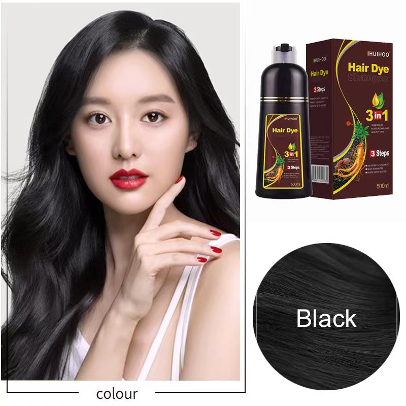 แชมพูปิดผมหงอก HUIHOO hair dye Shampoo 3in1 ย้อม บำรุง ปิดผมขาว | Shopee Thailand