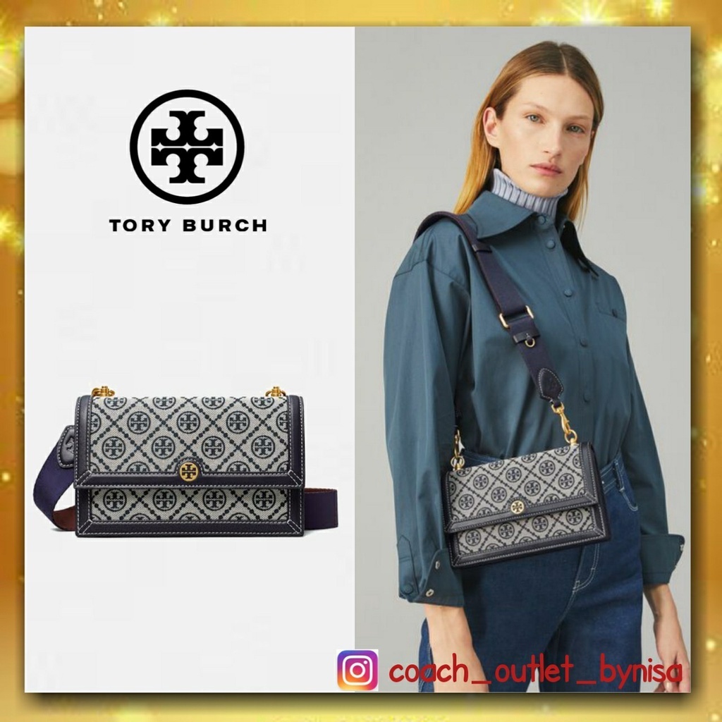 TORY BURCH T MONOGRAM JACQUARD SHOULDER BAGG 81000 | Shopee Thailand