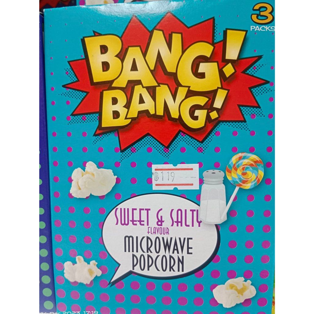 BANG BANG Microwaveable Popcorn Sweet & Salty *3-PACK* - 3 x 85g = 255g ...
