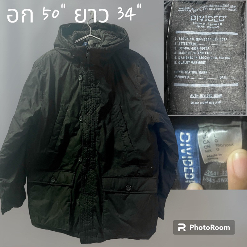 (มือสอง)Parka jacket มีฮู้ดสีดำ แบรนด์ Divided by H&M | Shopee Thailand