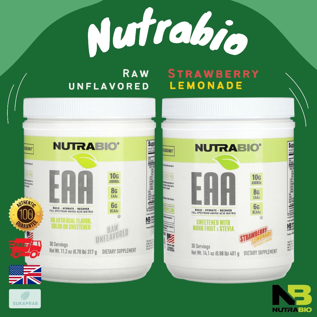 พร้อมส่ง NutraBio Labs EAA Raw Unflavored / Strawberry Lemonade ...