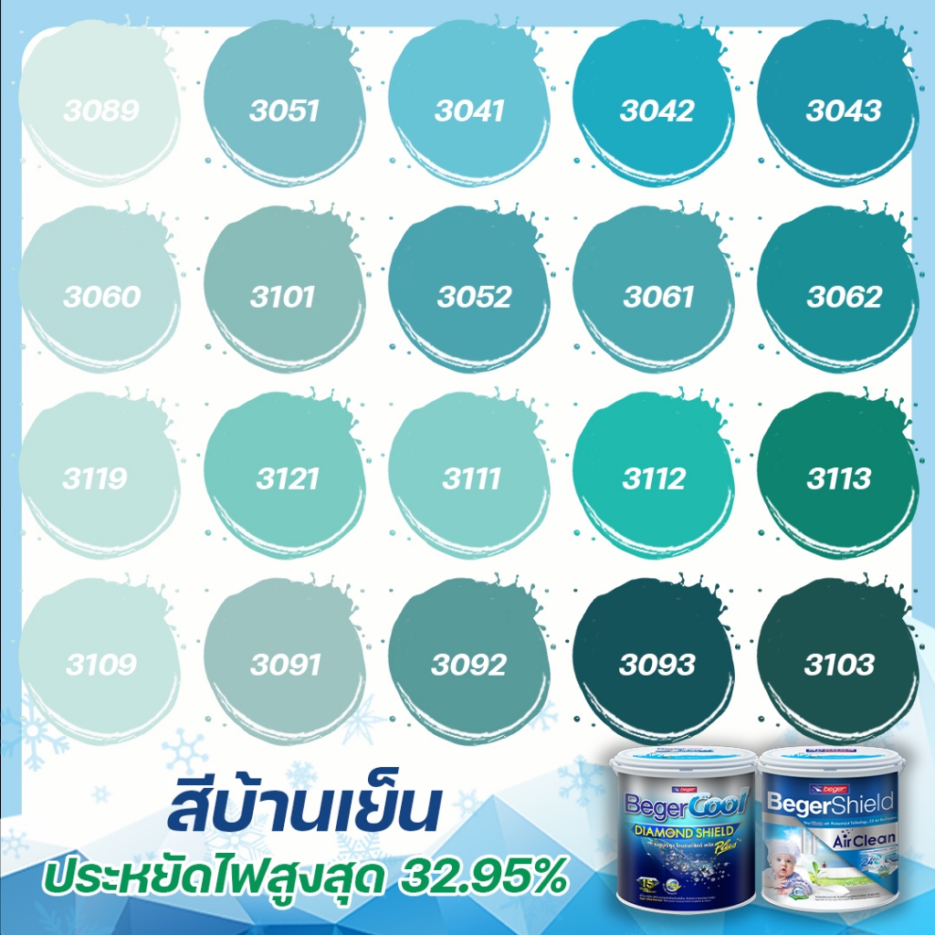 Beger Cool Diamond Shield+ Airclean สีฟ้าน้ำทะเล เกรด 15 ปี ขนาด 9 ลิตร ...