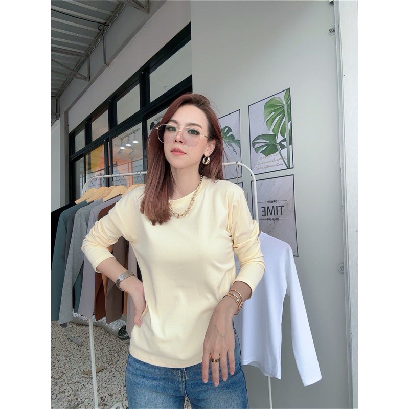 006 พร้อมส่ง Deezyy เสื้อยืดผ้ายูนิโคล (แขนยาว)Basic ขยาย ไซร์2 | Shopee Thailand