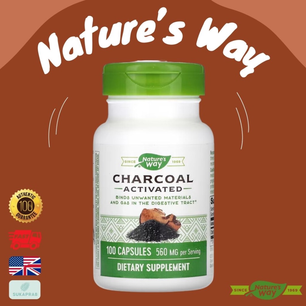 พร้อมส่ง Nature's Way Charcoal Activated 280 mg 100 Capsules ถ่านกัมมัน ...
