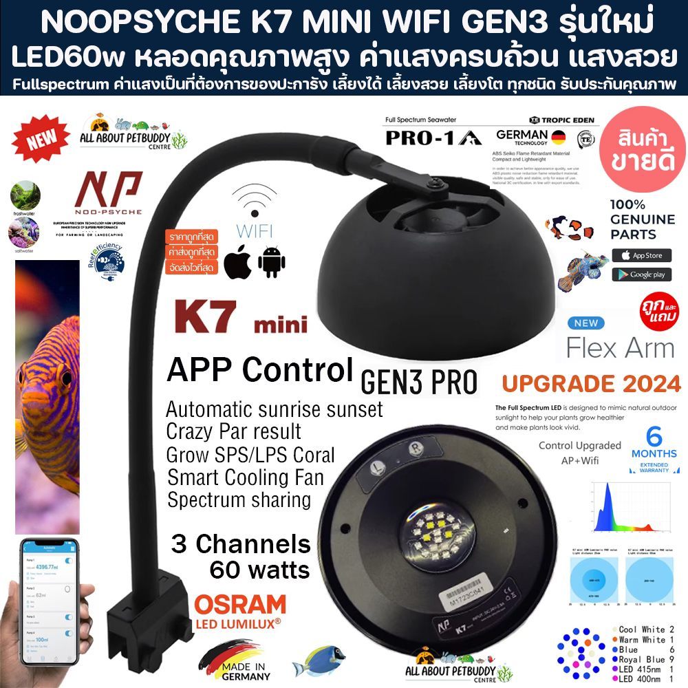 Noopsyche K7 Mini Gen 3 60w WIFI คุมผ่านAPP Full Spectrum (รับประกัน ...