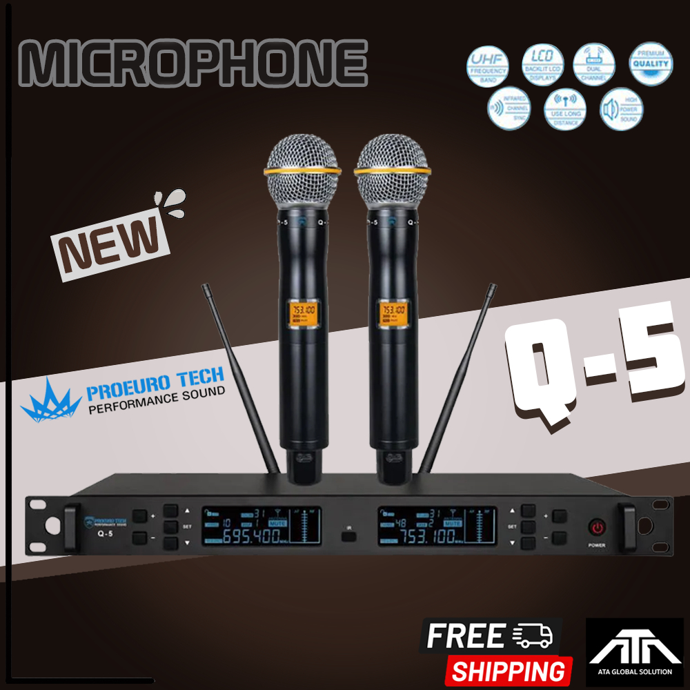 New PROEUROTECH Q5 ไมโครโฟนไร้สาย MICROPHONE Q-5 ไมค์ลอย PROEURO TECH Q ...