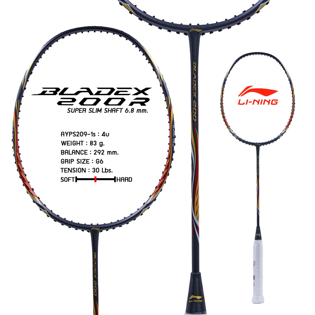 LI-NING ไม้แบดมินตัน รุ่น BLADEX 200 R (4U) แถมซอง+พันด้าม+เอ็น พร้อม ...
