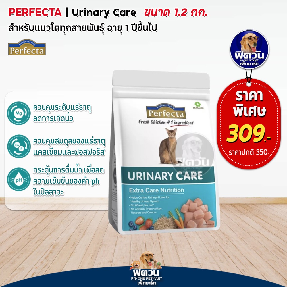 Perfecta Cat URINARY CAREอาหารเม็ด สำหรับแมวโตทุกสายพันธุ์ สูตรลดการ ...