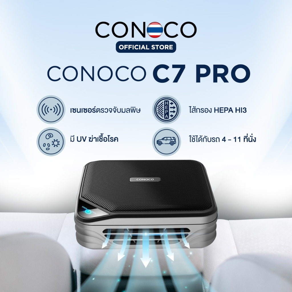 CONOCO เครื่องฟอกอากาศในรถยนต์ C7 PRO | Shopee Thailand