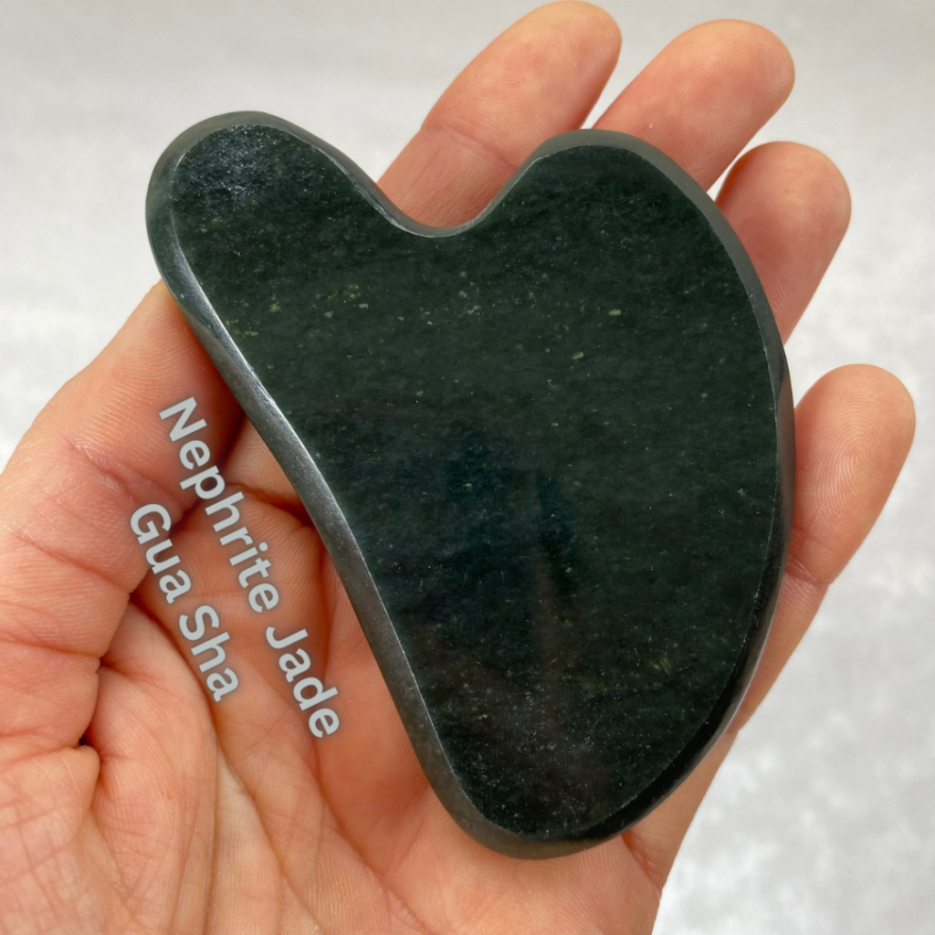Black Nephrite Jade Gua Sha หินกัวซา นวดหน้า หยกแท้ หยกเนฟไฟรต์ ...