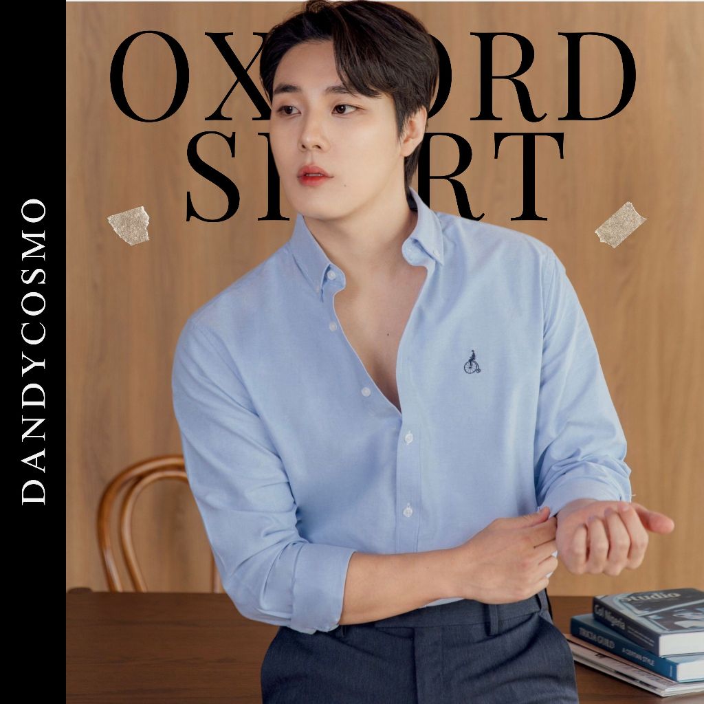 DANDY COSMO | [4สี] เสื้อเชิร์ต Oxford Shirt สีล้วน ปักโลโก้ DANDY ...