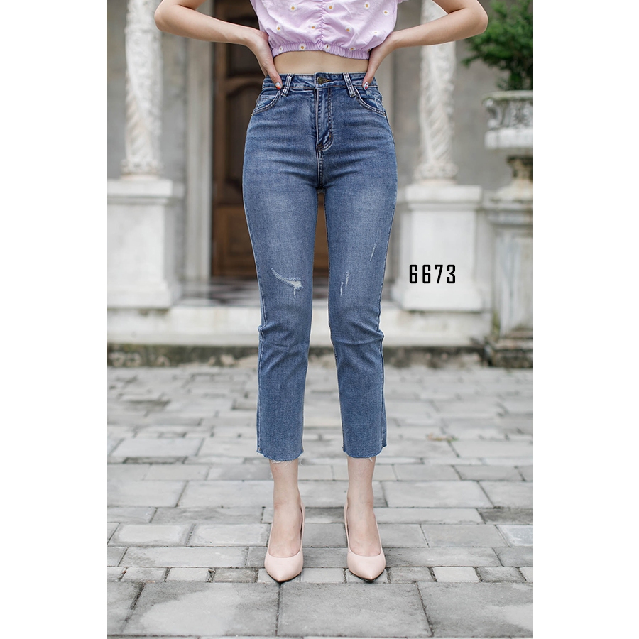 กางเกงยีนส์ NO: 6673 *ผ้ายืด* ค่ะ | Shopee Thailand