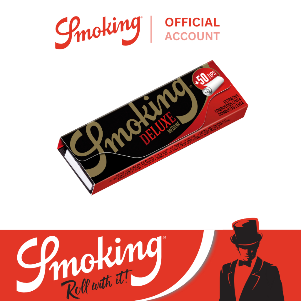 กระดาษมวน Smoking paper Deluxe Medium + 50 Tips ( 1 pack ) | Shopee ...