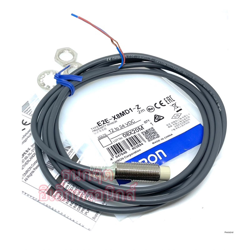 E2E-X8MD1-Z / E2E-X8MD1 sensor เซ็นเซอร์ จับโลหะ proximity 2สาย DC12-24,VDC M12 ชนิด NO ระยะจับ ...