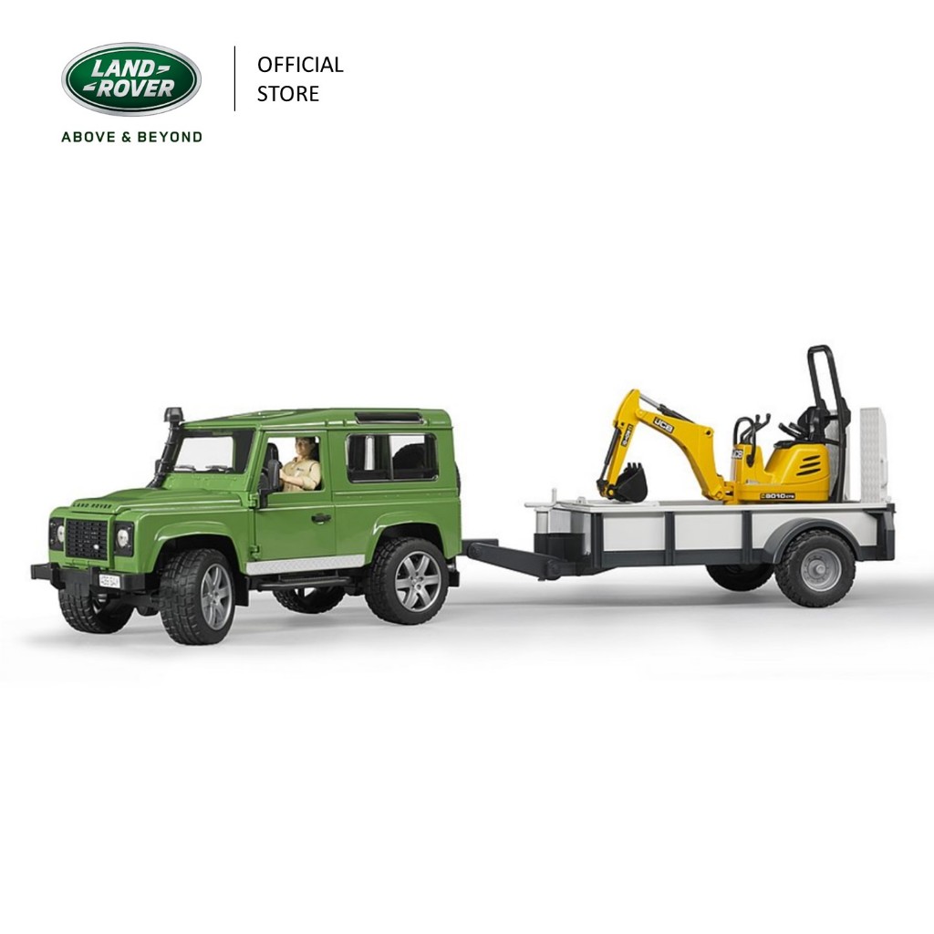 Bruder Toys 02593 Land Rover Defender & Trailer Micro Excavator ...