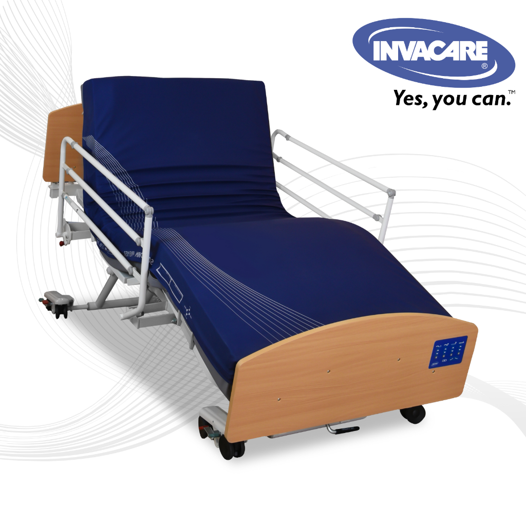 เตียงผู้ป่วยไฟฟ้า ดีไซน์ลายไม้ ยี่ห้อ Invacare CS8 Floorline Bed (ปรับ ...