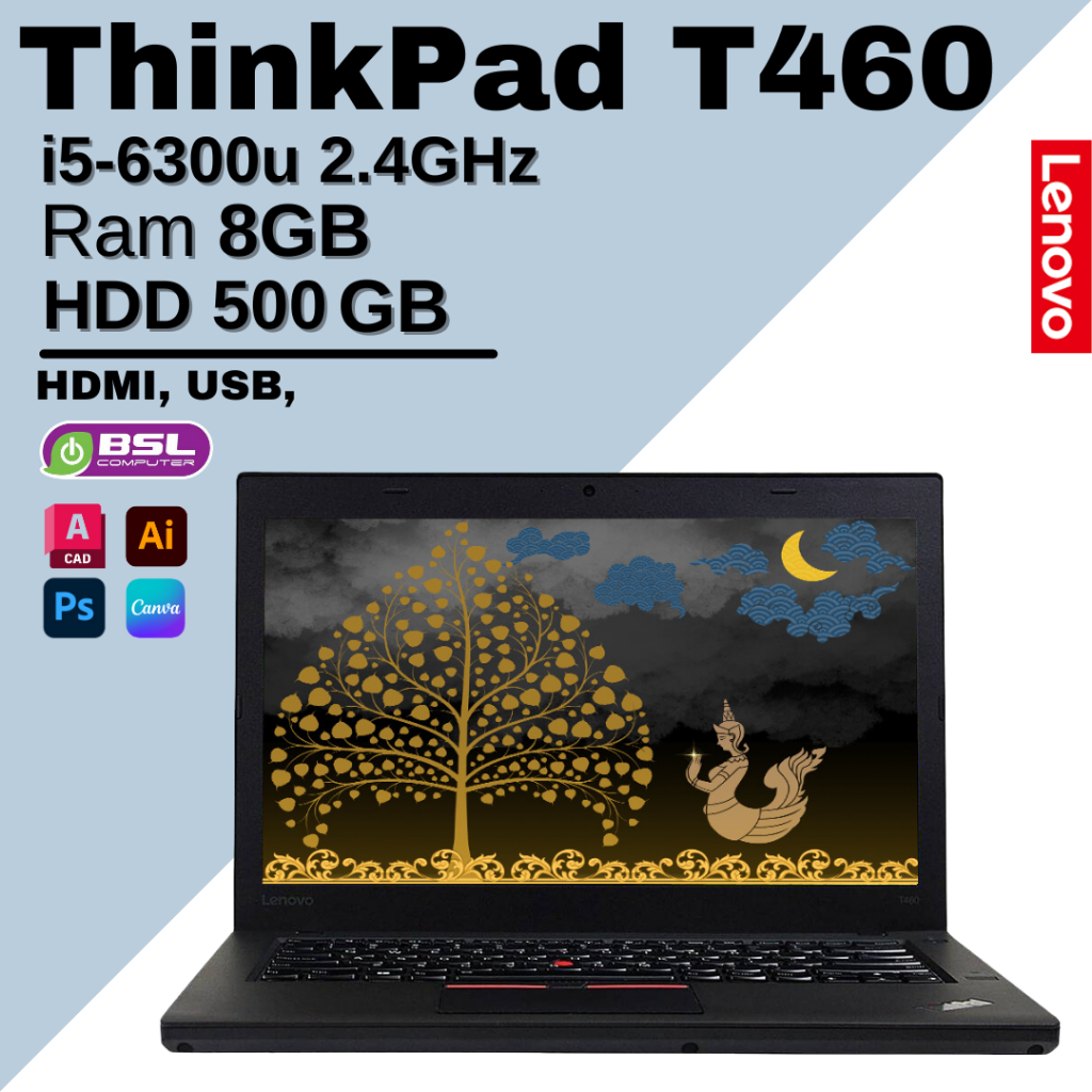 NoteBook Lenovo ThinkPad T460 จอ 14นิ้ว Laptop i5 gen 6 RAM 8GB/ HDD ...