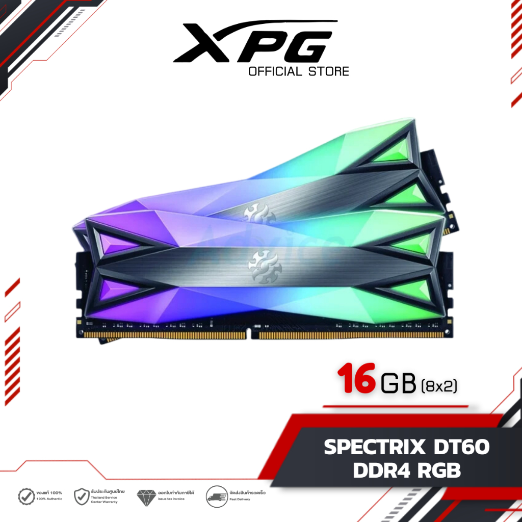 XPG (แรม) 16GB (2X8GB) RAM รุ่น XPG SPECTRIX DT60 DDR4 RGB Memory ...