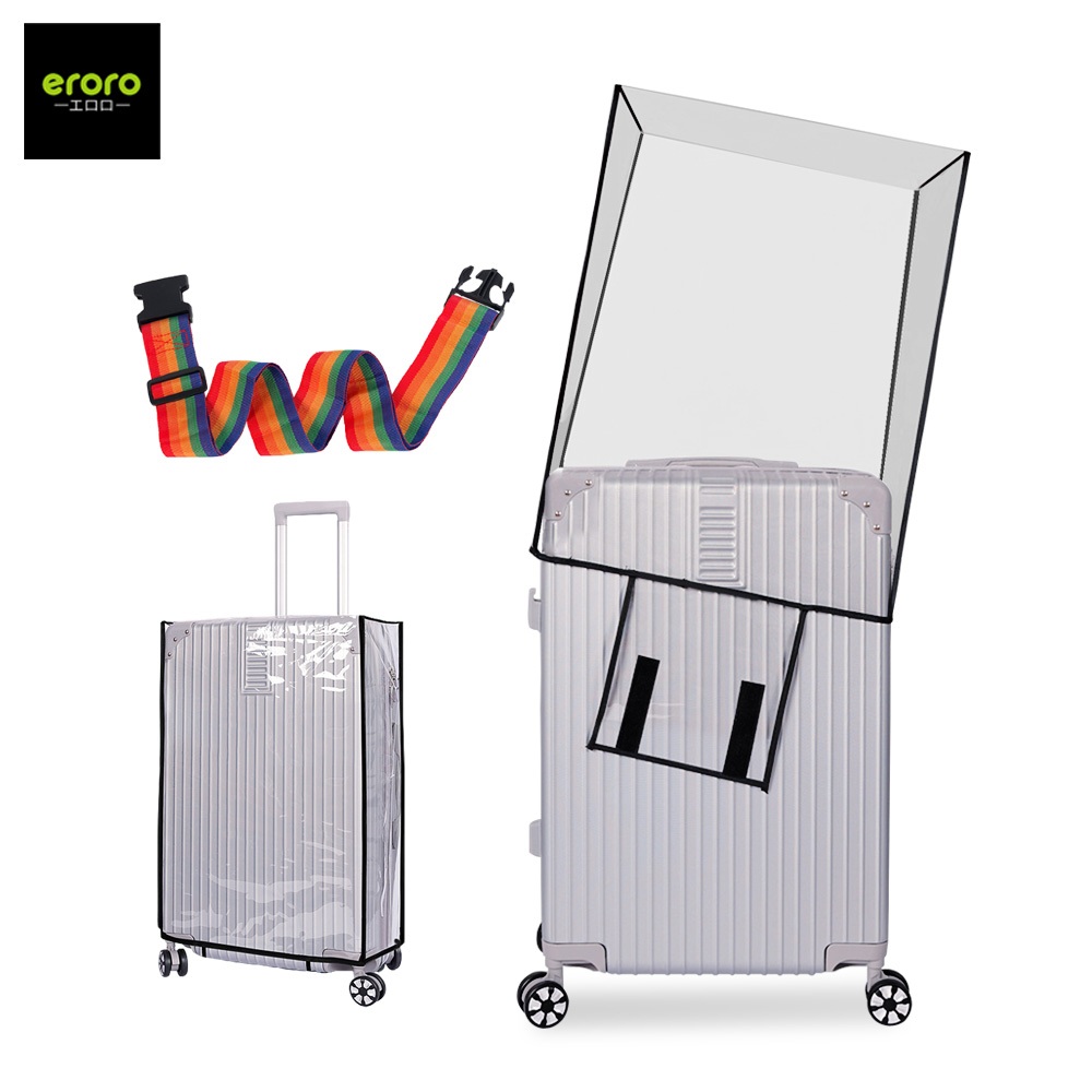 ERORO เคสคลุมกระเป๋าเดินทาง PVC ใส ขอบดำ กันรอย กันน้ำ พร้อมสายรัด ทำ ...