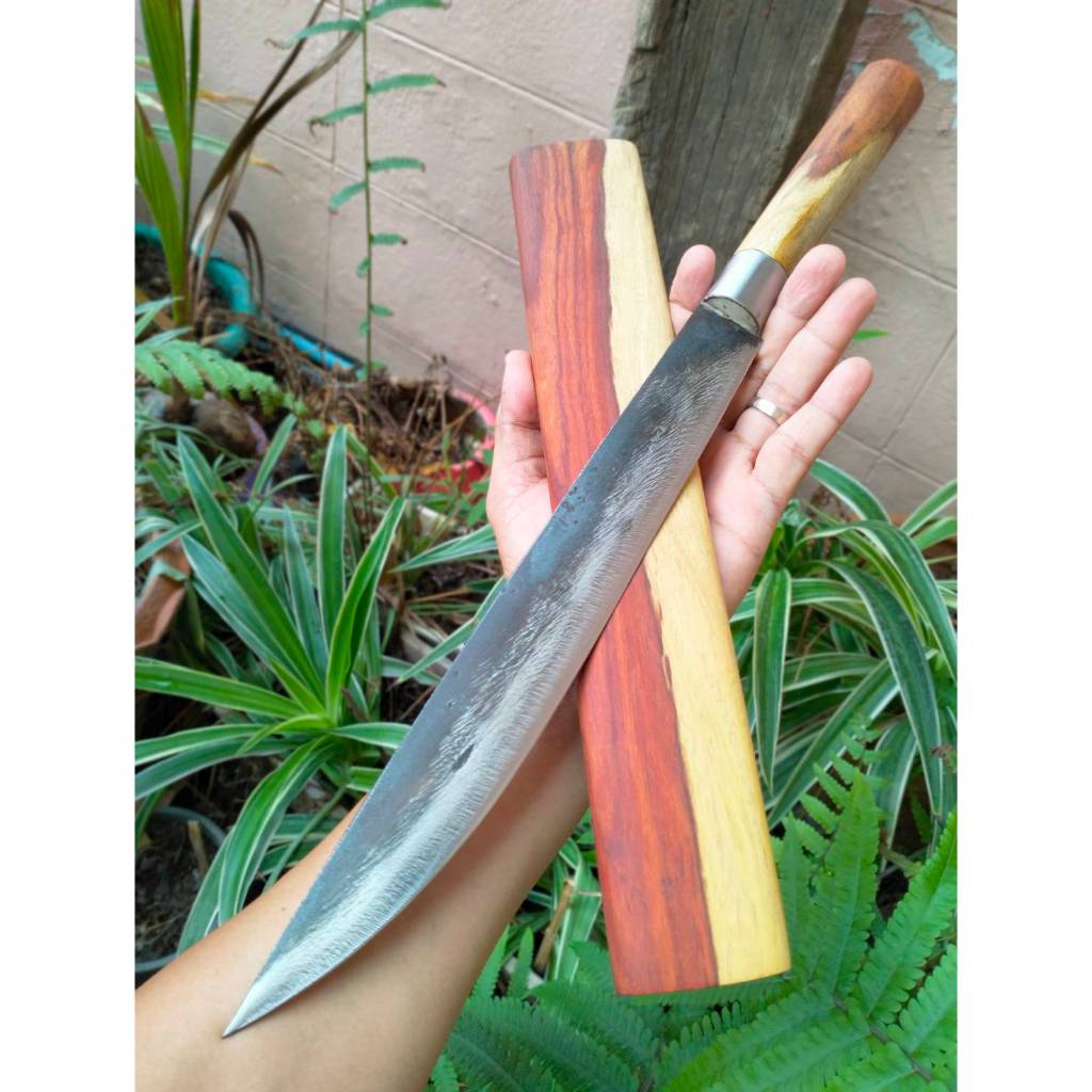 มีดควาญ มีดเหน็บ E-Nep มีดมาเชเต้ มีดเดินป่า มีดแคมป์ 11.3” SUP9 ตีร้อนชุบแข็ง ผิวไฟ ด้ามฝักไม้ ...