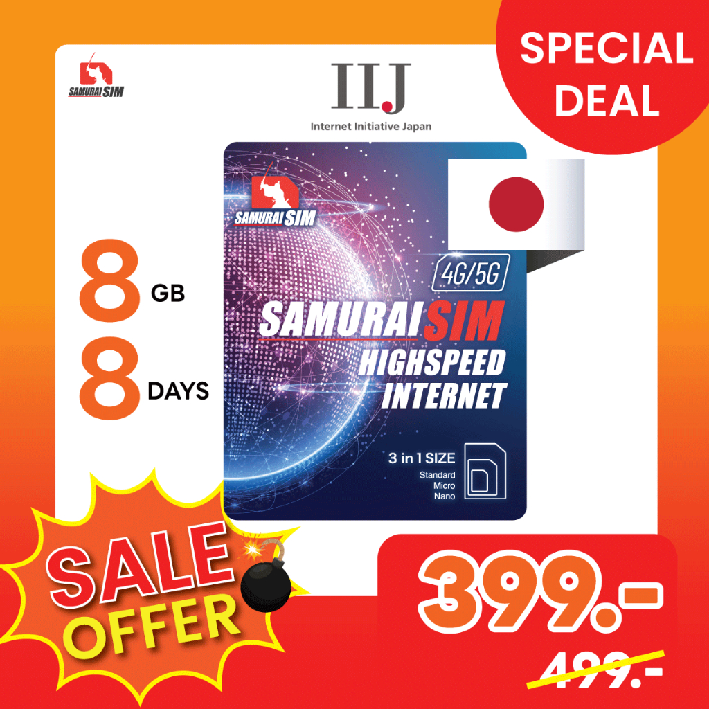 JAPAN SIM เครือข่าย IIJ MIO (ซิมญี่ปุ่นรายทริป) 5~20GB/TRIP - Samurai Sim by Samurai WiFi ...