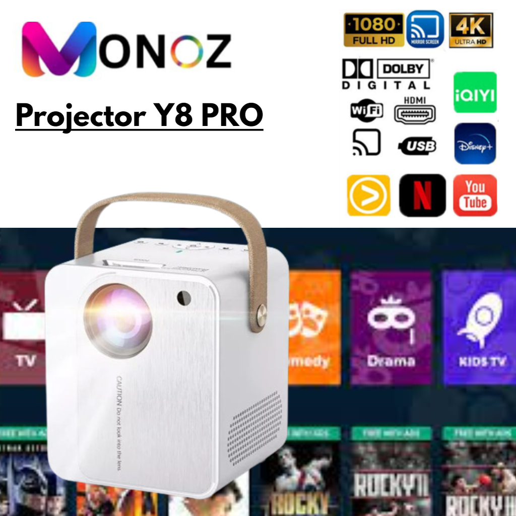 MONOZ Y8 PRO/Q3 PRO โปรเจคเตอร์โฮมซีเนม่า รับประกัน 5 ปี ความละเอียด 4K ...