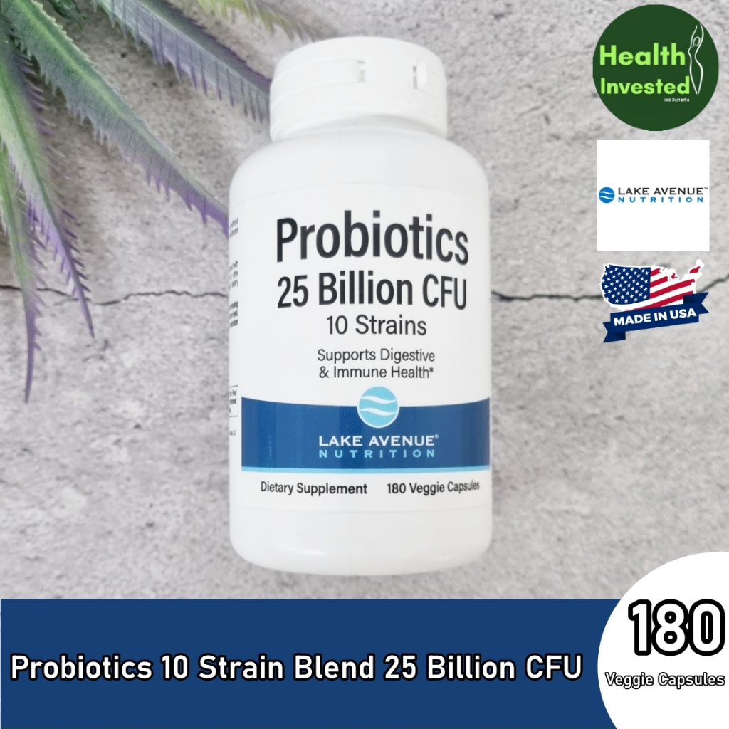 Probiotics 10 Strain Blend 25 Billion CFU 180 Veggie Capsules โปรไบโอติ ...