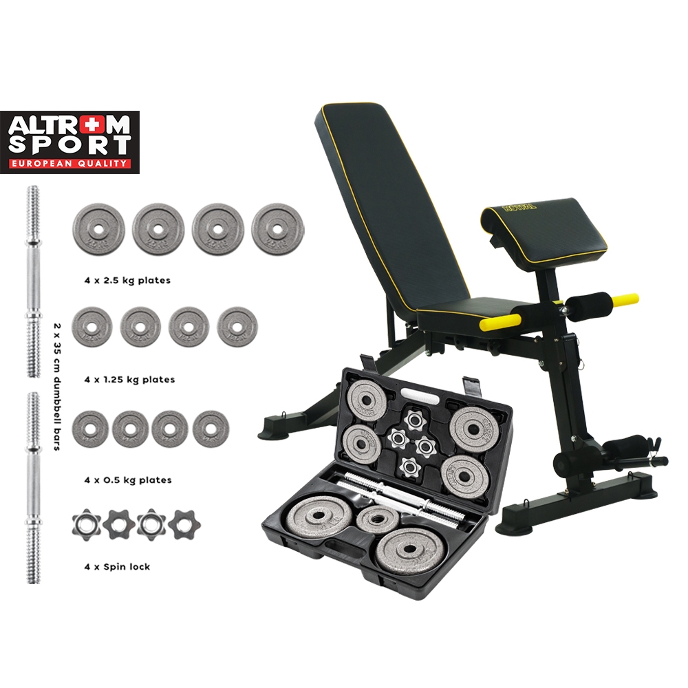 Altrom Sport รุ่น AM-021DZK + DBS20Kg ม้านั่งออกกำลังกาย + ดัมเบลเซท 20 ...